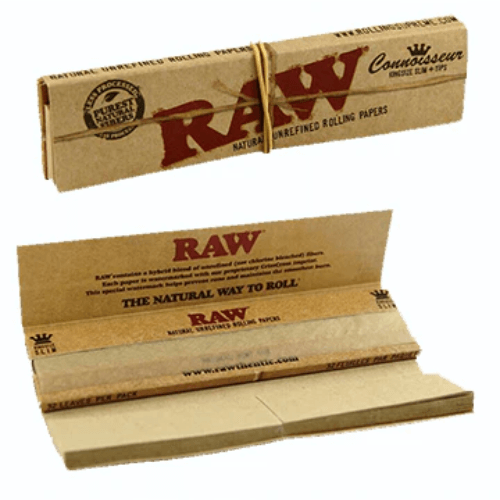 Raw Classic King Size Slim Natural Unrefined Rolling Papers Tips